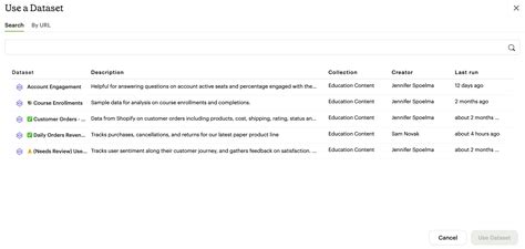 Datasets Query And Analyze Data Mode Support