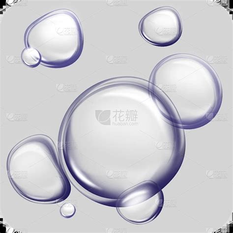 蓝色渐变气泡几何插画素材 花瓣网