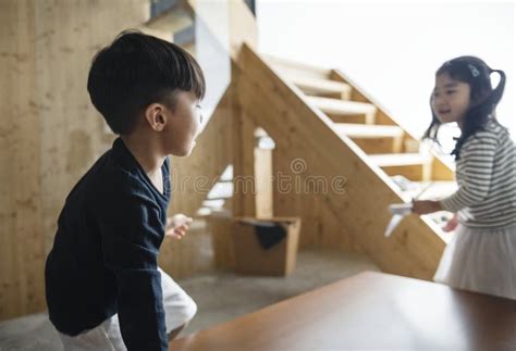 Japanese Sibling Playing Together Happiness Stock Photo Image Of Adorable Together