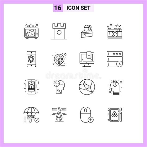 User Interface Pack Of 16 Basic Outlines Of Picture Photography Hills Camera Easter Stock