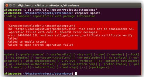 Composer Errors On Ubuntu Hosted On Vmware How Can I Disable Openssl