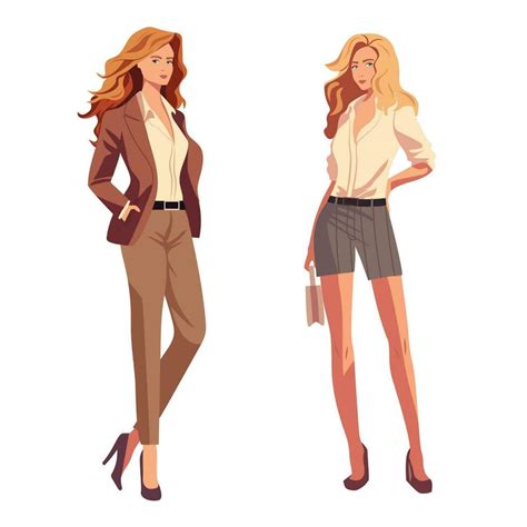 Set Of Attractive Young Businesswoman Or Secretary Wearing Smart Casual