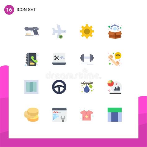 16 Thematic Vector Flat Colors And Editable Symbols Of Book Package Transport Marketing