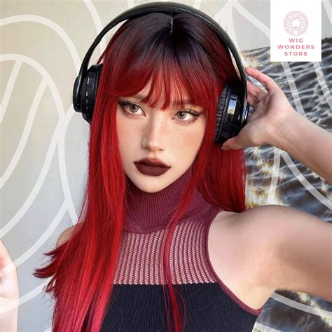Red Wig Wig Wigs Long Straight Synthetic Wig Long Wig Cosplay Wig