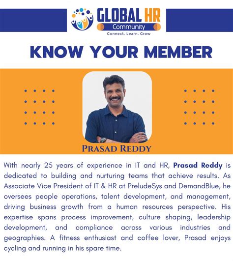 Global Hr Community On Linkedin Know The Member Prasad Reddy Meet