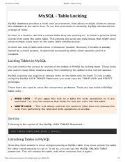 MySQL Table Locking Prevent Data Loss Ensure Smooth Course Hero