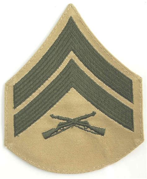 Usmc Corporal E 4 Green On Khaki Embroidered Chevrons Marine Corps