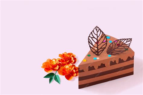 Premium Photo Piece Of Paper Chocolate Cake
