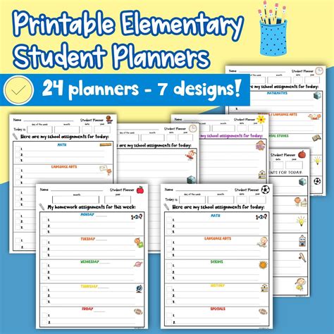 Printable Elementary Student Planner Homeschool Student Planner