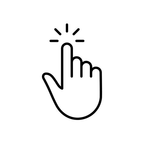 Press Gesture Of Computer Mouse Pointer Finger Black Line Icon Cursor