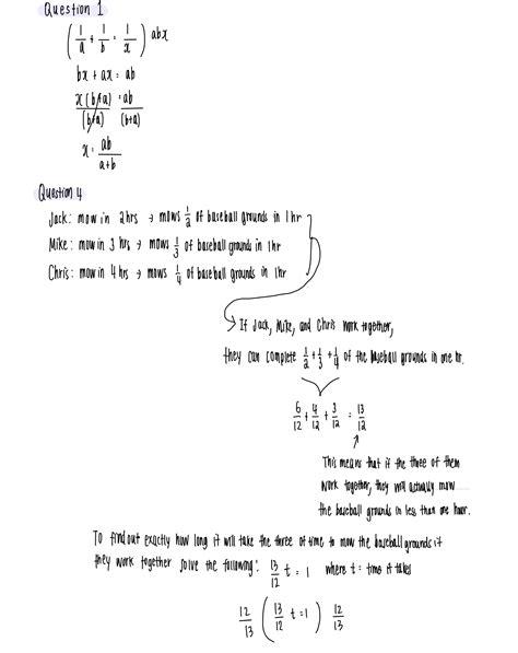 Solved A Formula For Solving Work Problems Involving Two People Was