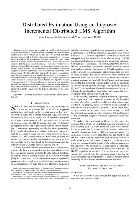 pdf distributed estimation using an improved incremental distributed