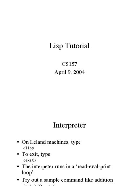 Introduction To Lisp Programming With Examples Pdf C Programming Language String