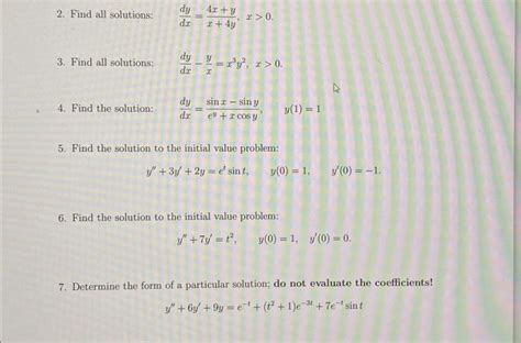 Solved 2 Find All Solutions Dxdyx4y4xyx0 3 Find All