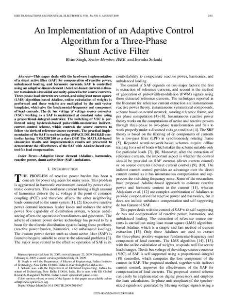 pdf an implementation of an adaptive control algorithm for a three