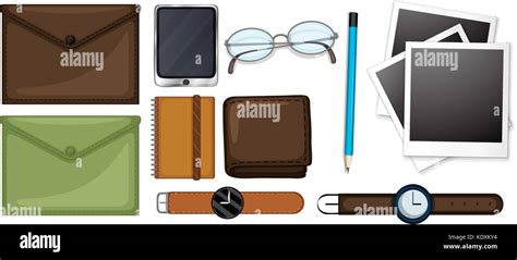 Different Types Of Stationaries Set Illustration Stock Vector Image Art Alamy