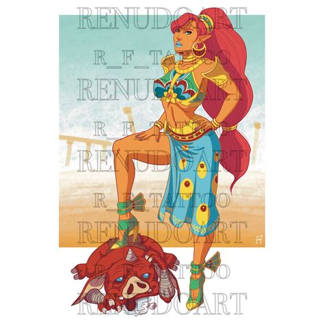 Artprint The Legend Of Zelda Urbosa Gerudo Warrior Zelda Botw Breath Of