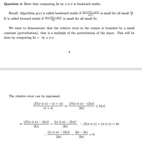 solved question 4 show that computing 2x by x⊕x is backward
