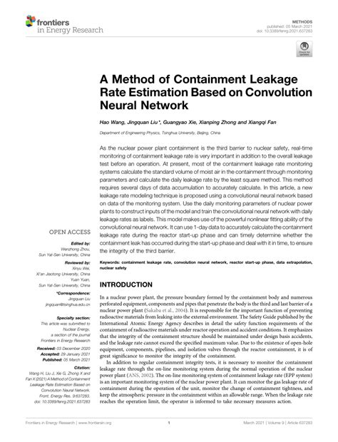 Pdf A Method Of Containment Leakage Rate Estimation Based On