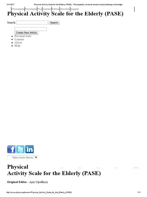 Physical Activity Scale For The Elderly Pase Pdf Validity