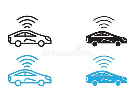 Smart Car Icon Black And White Vector Outline Sign Stock Illustration Illustration Of Self