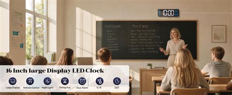 Brauthon Digital Clock Large Display 16 Large Digital