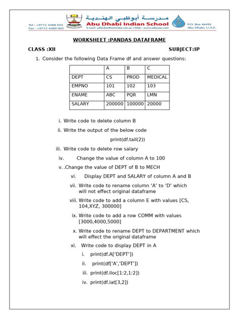 Worksheet Dataframes Solved 23 Pdf