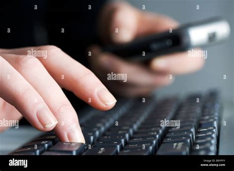 Female Hands Using Computer Keyboard Stock Photo Alamy