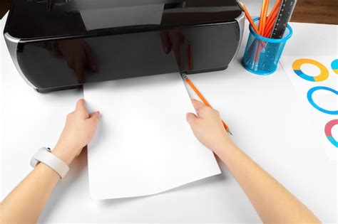 Premium Photo Woman Using The Printer To Scanning And Printing Document