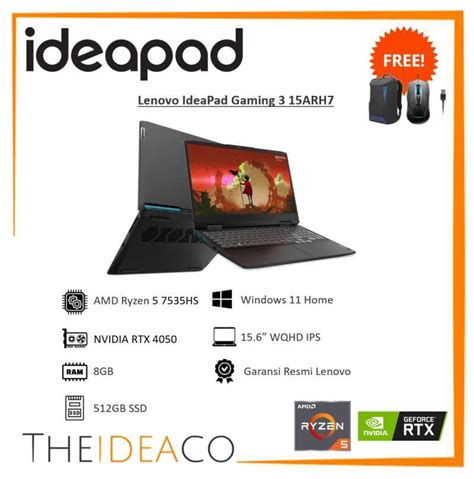 Promo Lenovo IdeaPad Gaming Ryzen HS Nvidia RTX GB GB SSD Diskon Di Seller