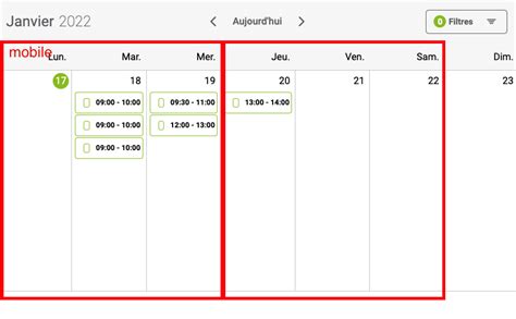how to show only 3 day in a week in mobile view event calendars and schedulers mobiscroll