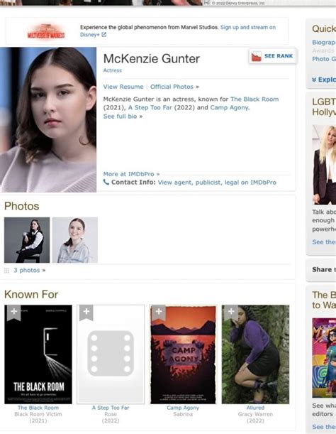 Hollywood News Rising Latest On American Actress Mckenzie Gunter