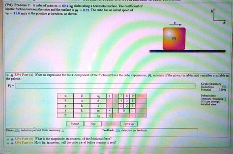 Solved 7 Problem 7a Cube Of Mass M624 Kg Slides Along A Horizontal