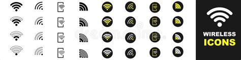 Big Set Wireless And Wifi Icons Best Collection Stock Illustration Illustration Of Password