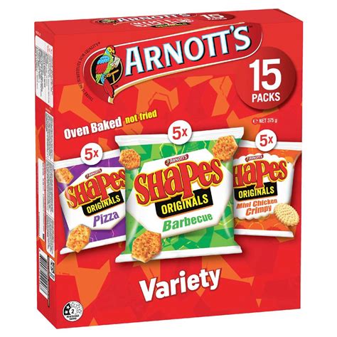 Arnotts Shapes Multipack Crackers Variety 15 Pack Woolworths
