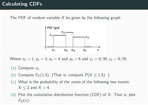 solved calculating cdfs the pdf of random variable x be