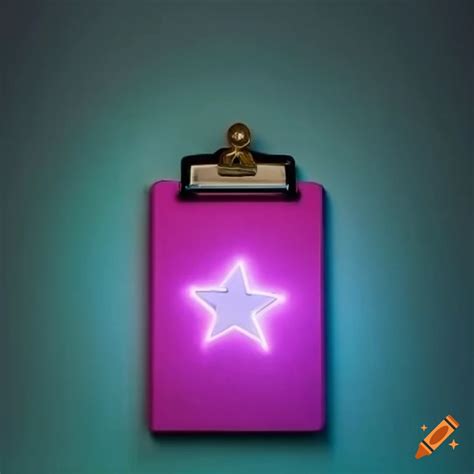 Neon Clipboard With Completed Checklist And Gold Star