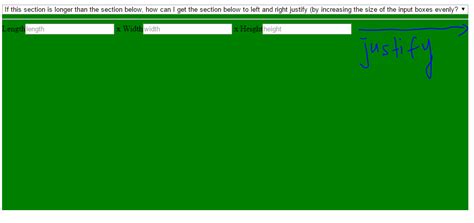 Javascript Justify Inline Elements With Input Boxes Stack Overflow
