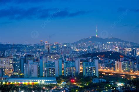 남산타워가 있는 서울의 밤 풍경 서울 사진 배경 및 무료 다운로드를위한 그림 Pngtree