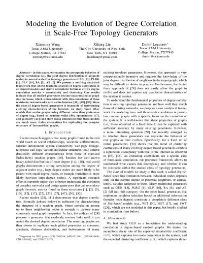 Research Institution Traffic Modeling The Evolution Of Degree Correlation In Scale Free