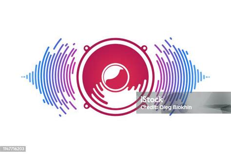 레드 사운드 스피커와 음파 절연 벡터 일러스트 레이 션 분리형 라우드 스피커 디자인 요소 건강관리와 의술에 대한 스톡 벡터 아트