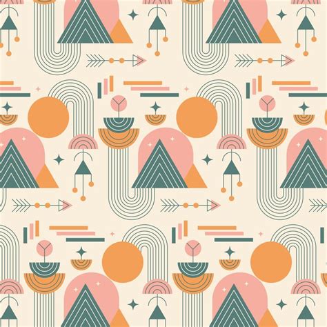 손으로 그린된 Boho 기하학적 패턴 무료 벡터