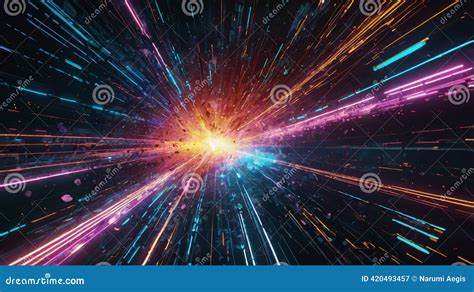 Colorful Hyperspace Burst With Glowing Pink And Purple Rays In Deep