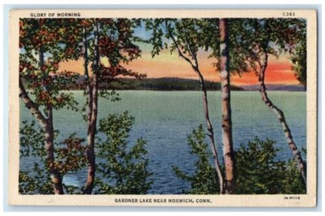 1946 Scenic View Glory Morning Gardner Lake Norwich Connecticut Vintage