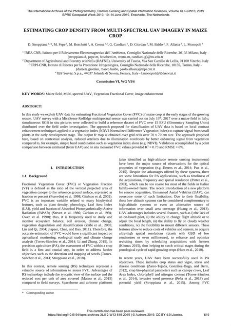 Pdf Estimating Crop Density From Multi Spectral Uav … Presenting