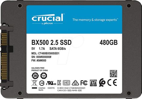 CT480BX500SSD1: Crucial BX500 SSD 480GB bei reichelt elektronik