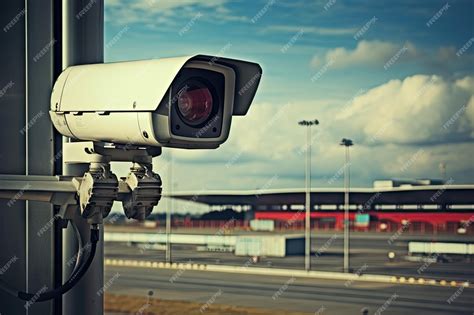Premium Ai Image Airport Security Camera On Site Cctv
