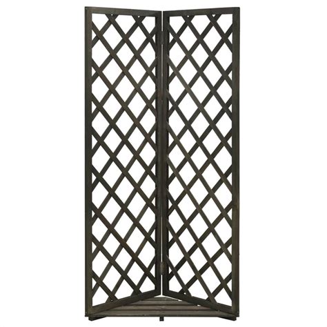 Corner Trellis Planter Grey 50x50x145 Cm Solid Firwood