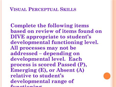 Ppt Visual Perceptual Skills Powerpoint Presentation Free Download Id 2871556
