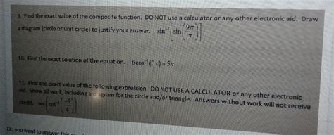 Solved Find The Exact Value Of The Composite Function DO Chegg